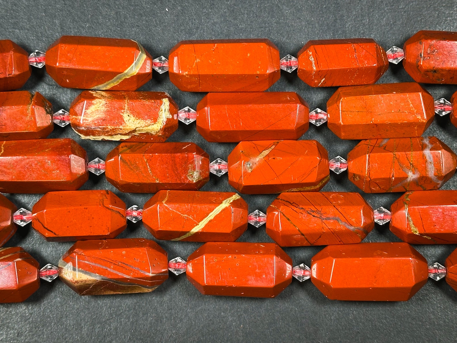 Natural Red Jasper Gemstone Bead Faceted 27x13mm Barrel Shape Beads ...