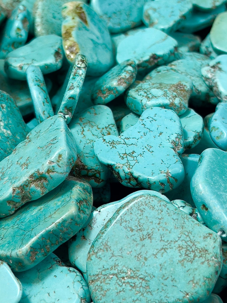 Natural 25mm Freeform Blue Turquoise Howlite Gemstone Strand ...