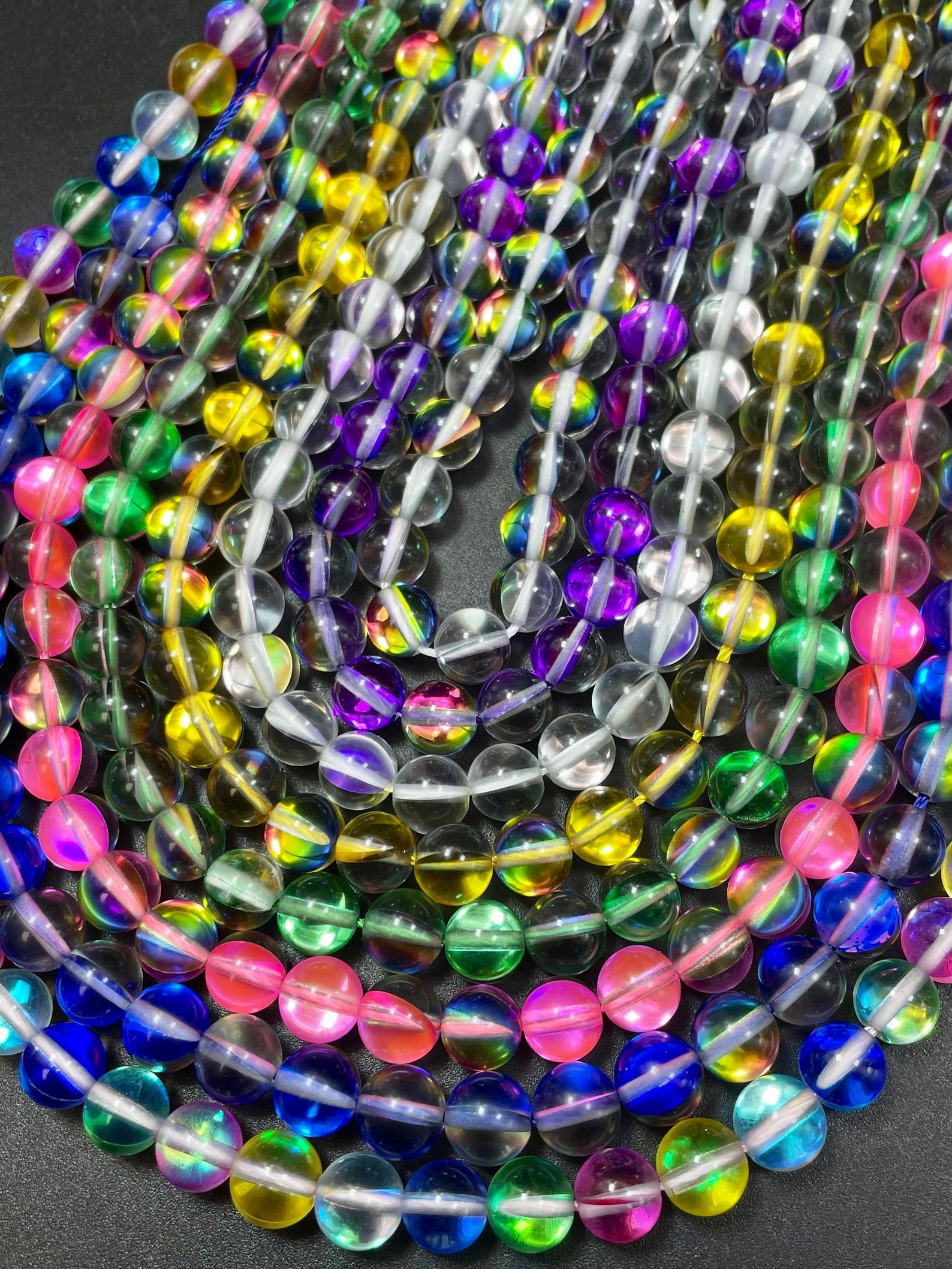 BULK! Beautiful Mermaid Glass Beads Smooth 6mm 8mm 10mm Round Shape ...