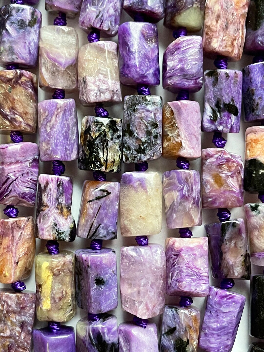 Natural Charoite Stone Bead . 8x12mm Tube Shape Charoite Bead ...