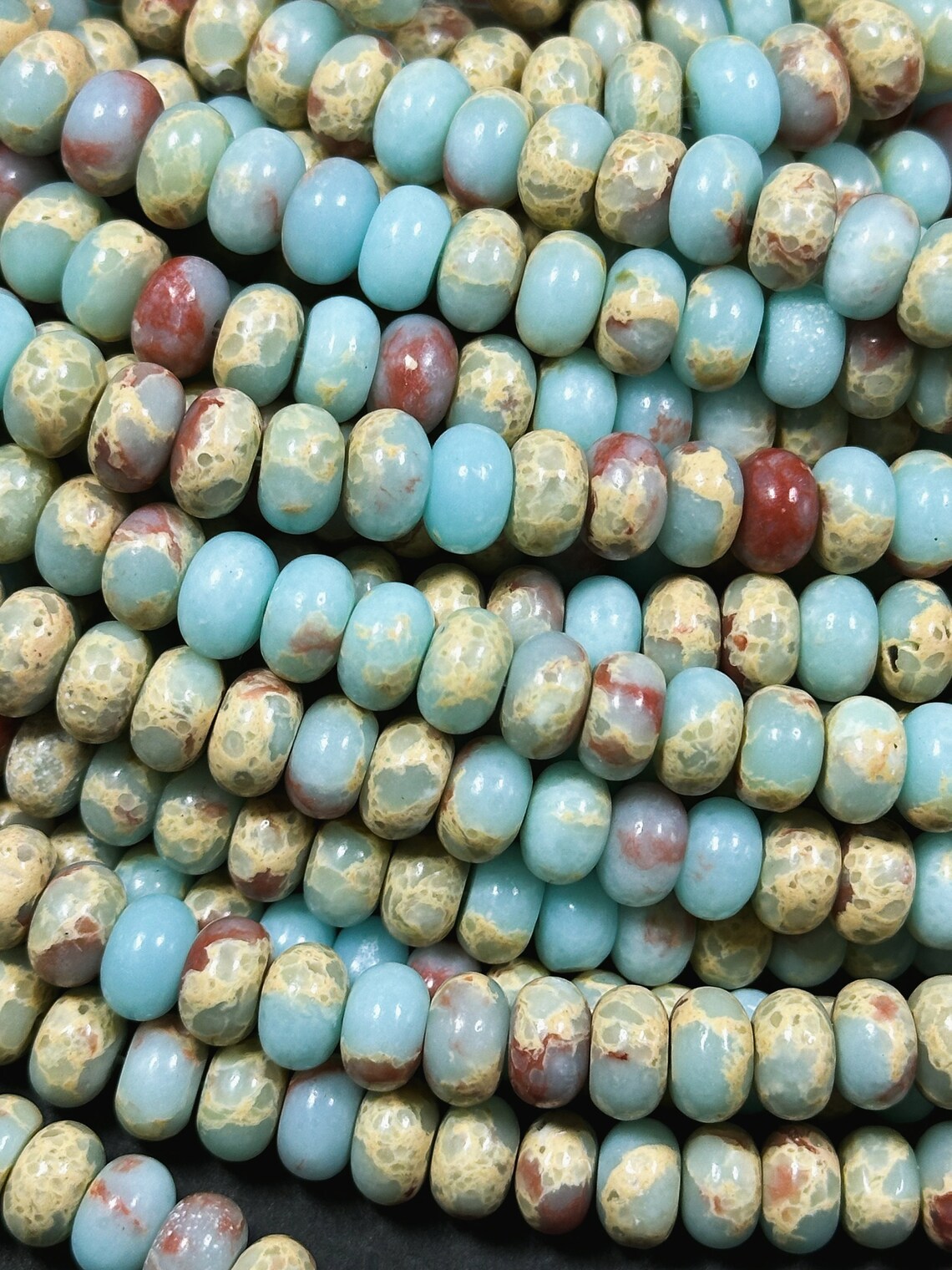 Natural Sea Sediment Jasper Gemstone Bead 8x5mm Rondelle Shape ...