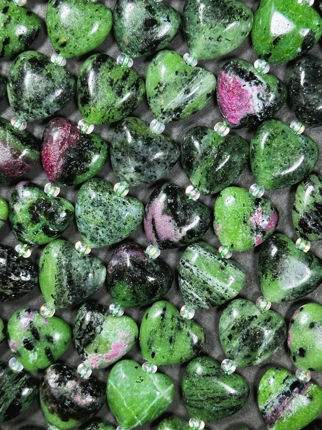 Natural Ruby Zoisite Gemstone Bead 14mm Heart Shape, Beautiful Natural ...