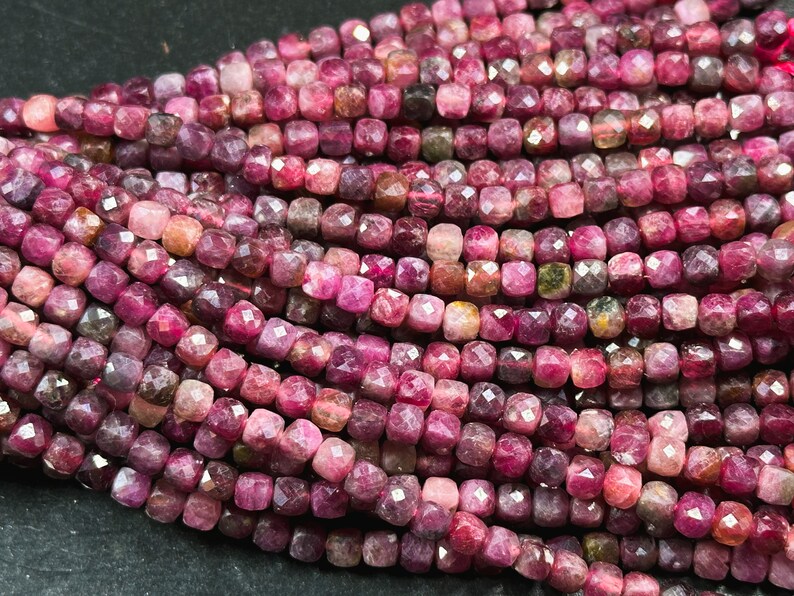 AAA Natural Red Ruby Gemstone Bead Faceted 4mm Cube Shape Bead ...