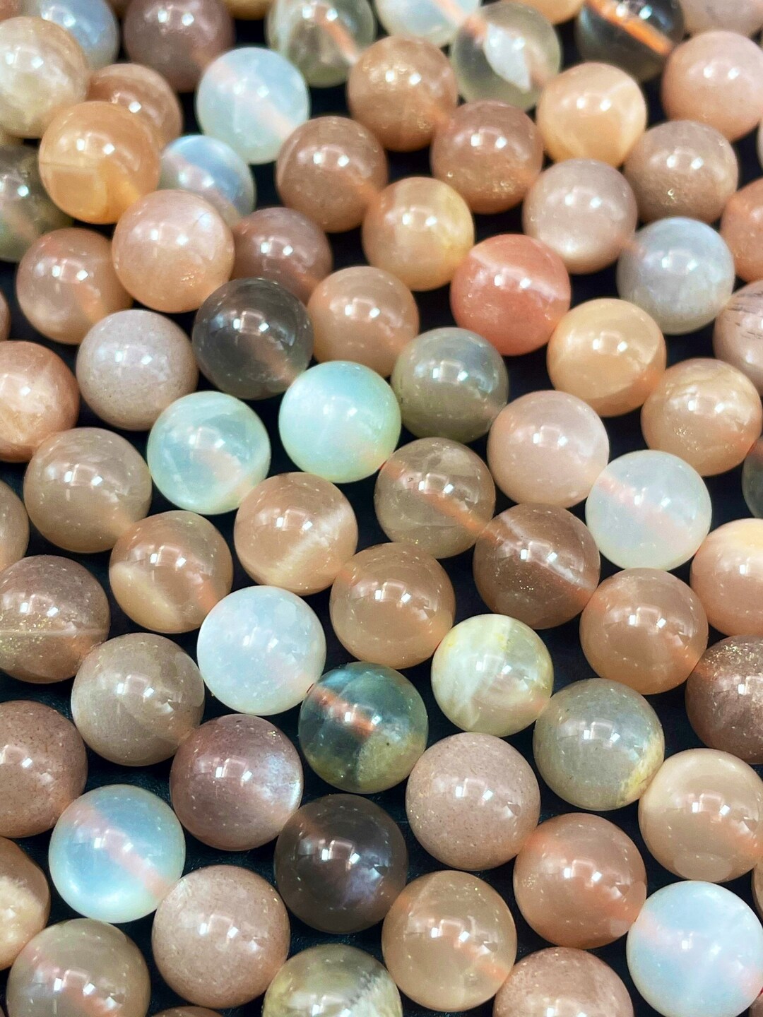 AAA Natural Multi Color Moonstone Bead. 6mm8mm 10mm Round Bead ...