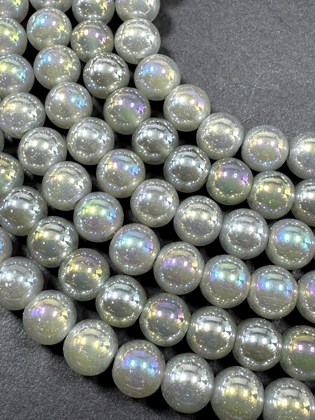 Gorgeous Rainbow Crystal Pearl Beads 6mm 8mm 10mm 12mm Round Bead ...
