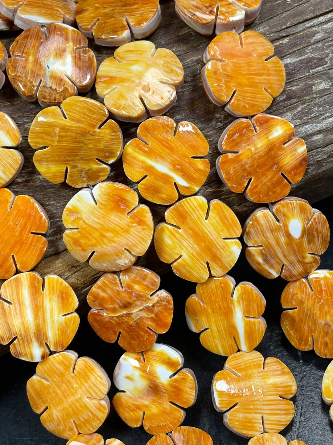 AAA Natural Spiny Oyster Shell Bead . Gorgeous Natural Yellow Orange ...