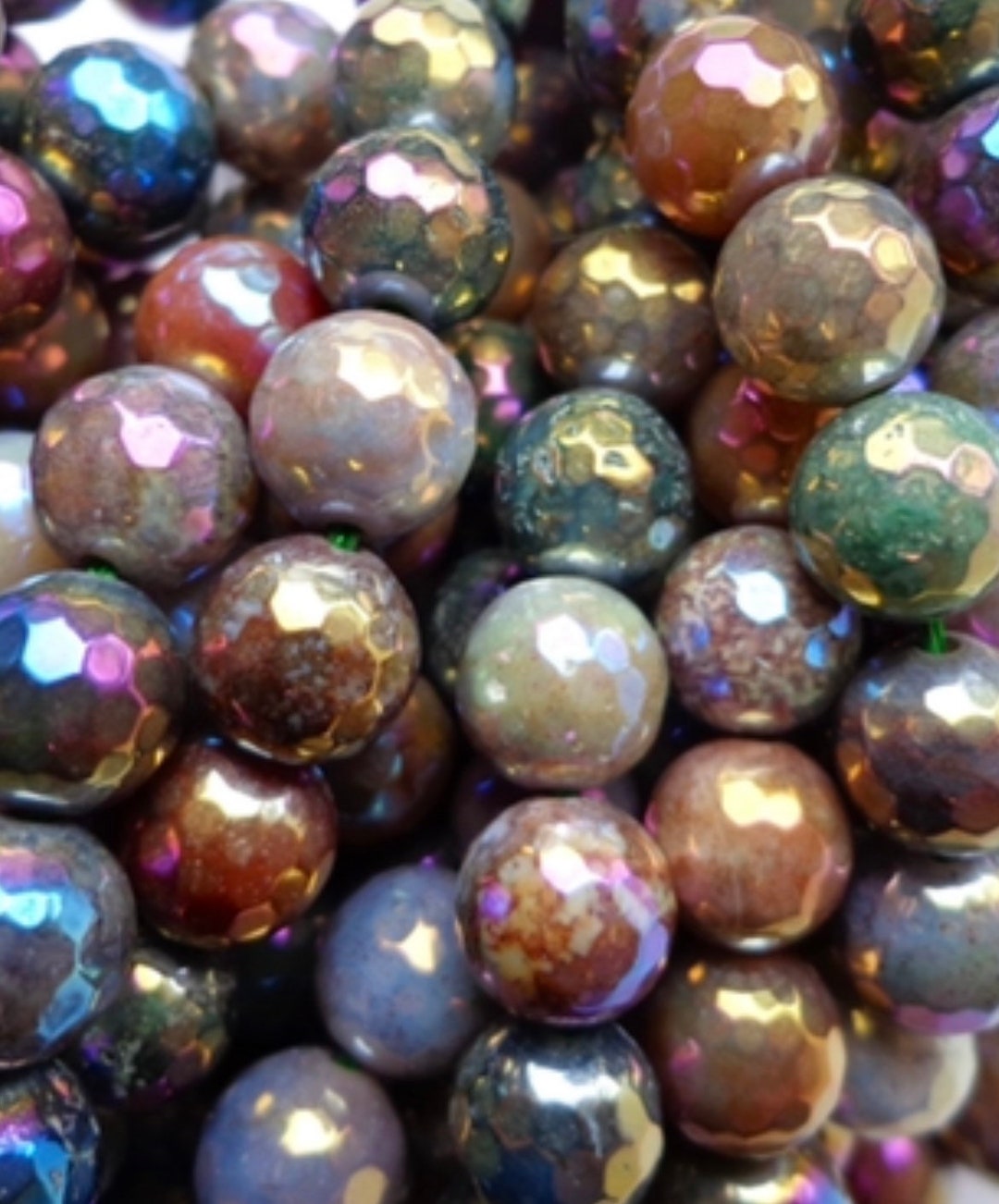 AAA Mystic Indian Agate Gemstone Beads, 6mm, 8mm, 10mm, Faceted Round ...