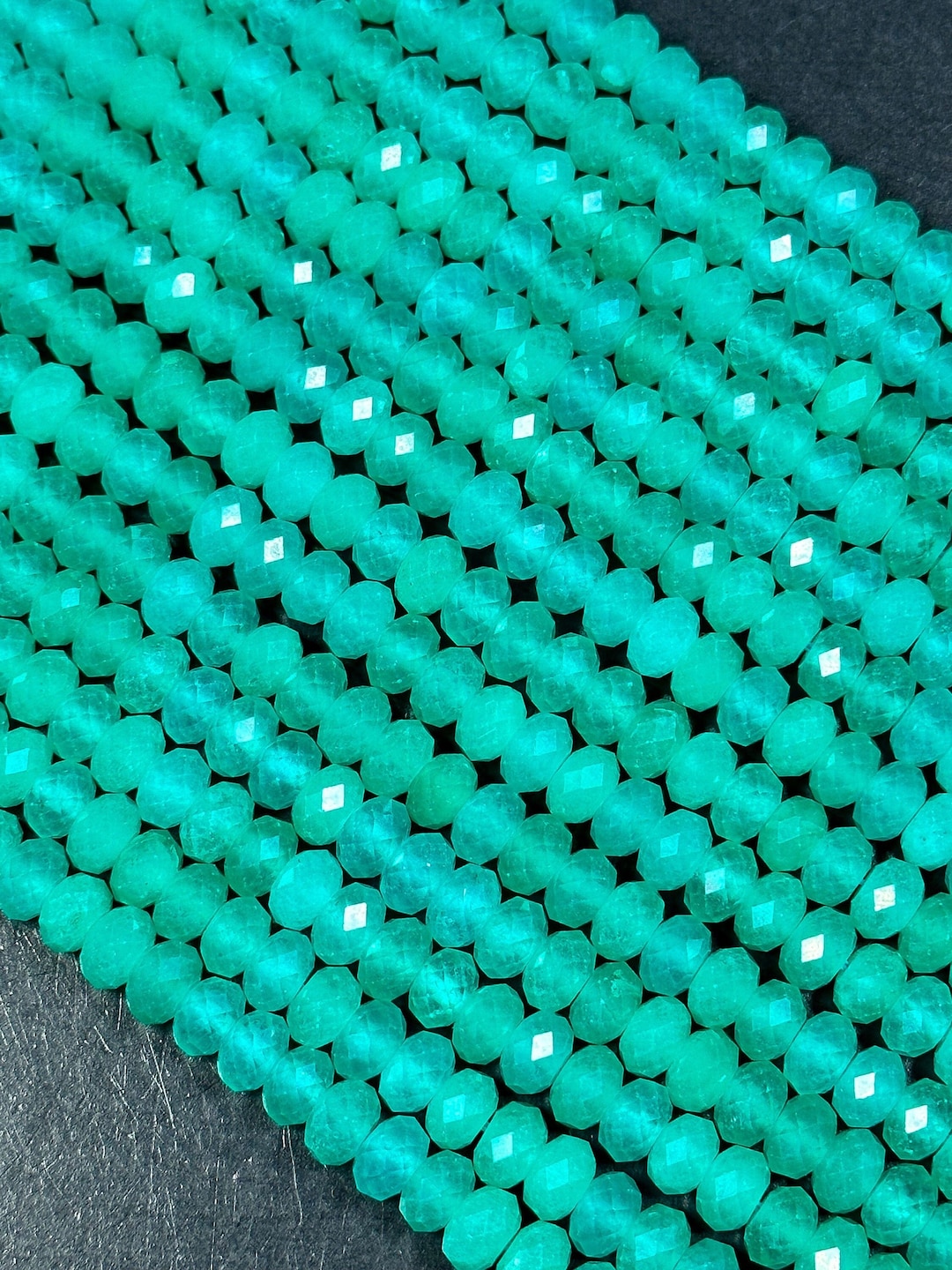 NATURAL Amazonite Gemstone Bead Faceted 8x5mm Rondelle Shape Bead ...