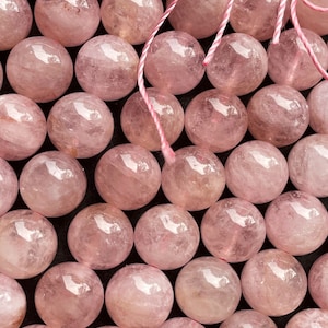 AAA Natural Pink Morganite Stone Bead. 6mm 8mm 10mm Round Bead . Super ...