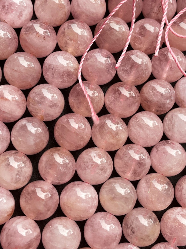 AAA Natural Pink Morganite Stone Bead. 6mm 8mm 10mm Round Bead . Super ...