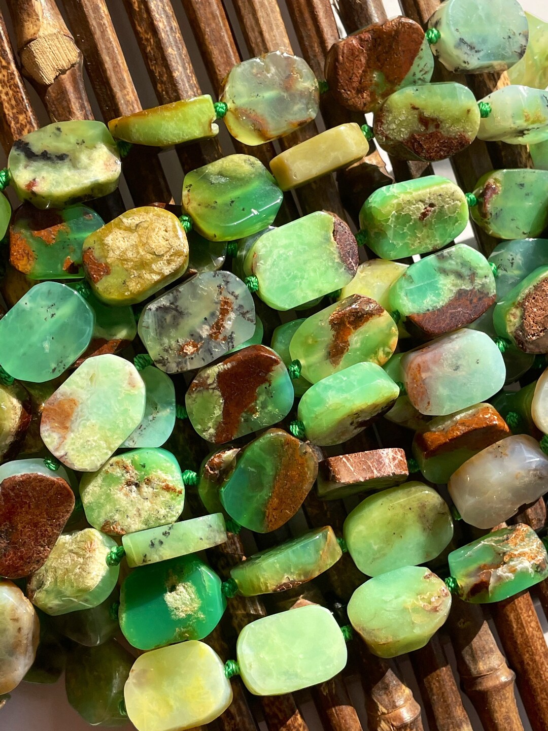 Natural Chrysoprase Stone Bead . 12x16mm Rectangle Shape. Gorgeous ...