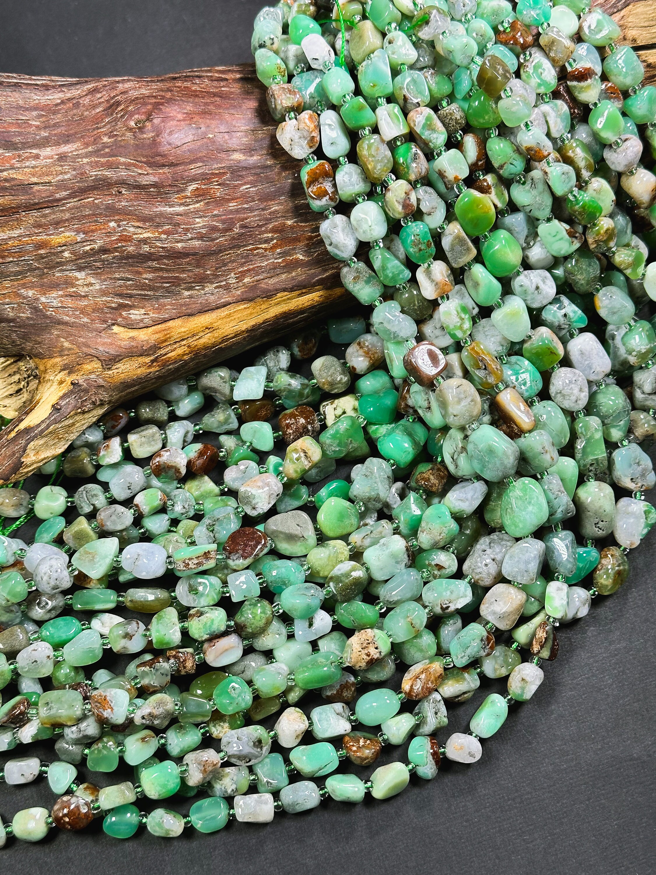 Natural Chrysoprase Gemstone Freeform Pebble Nugget Beads, Beautiful ...