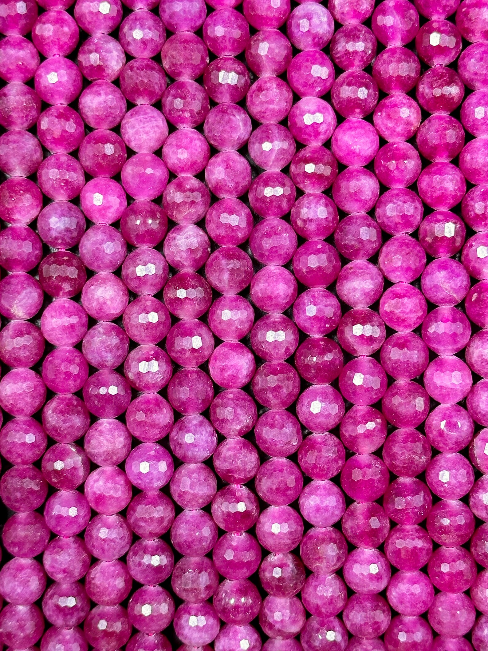 NATURAL Ruby Quartz Gemstone Bead Faceted 6mm 8mm 10mm Round Bead ...