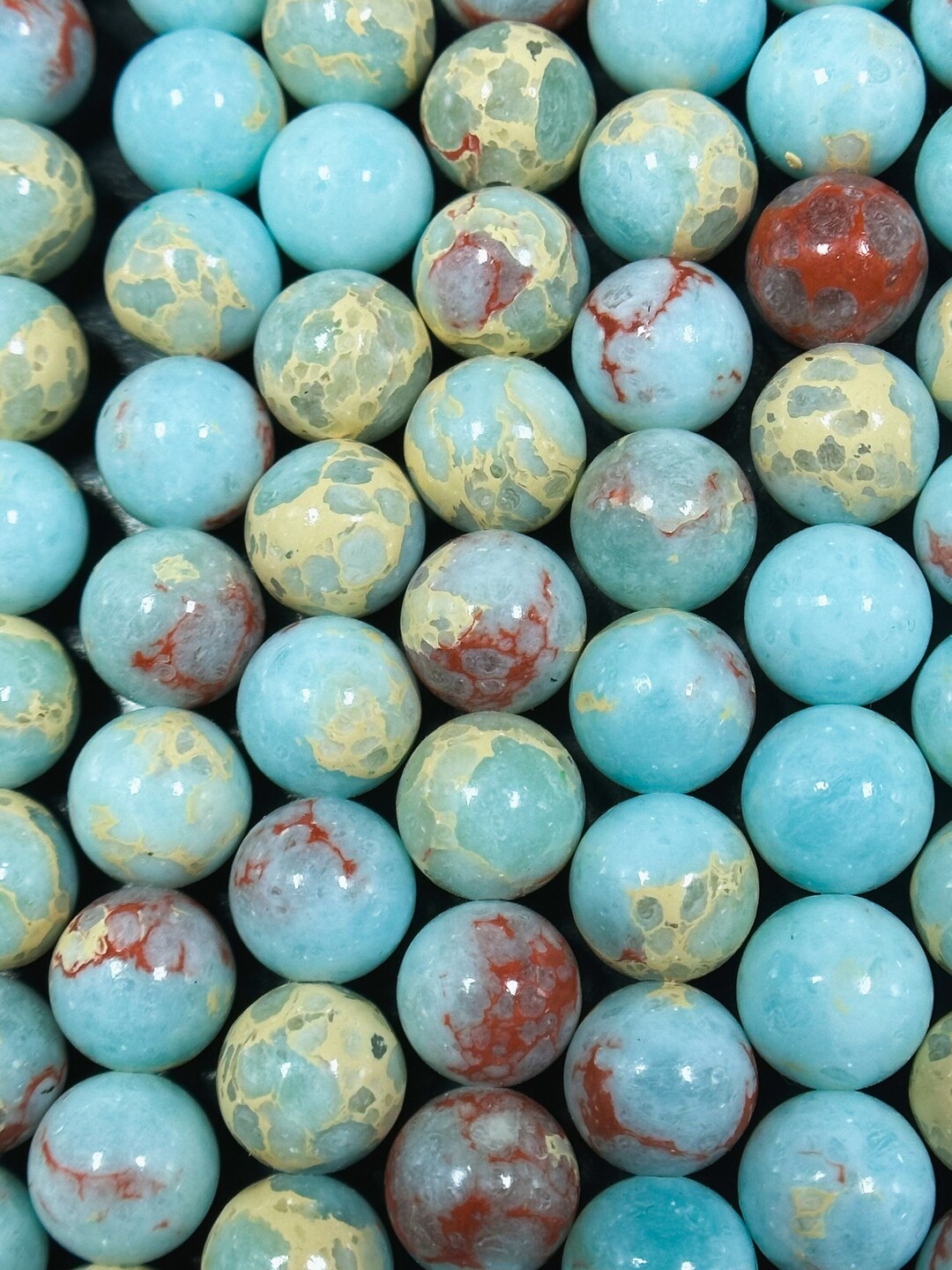 Natural Sea Sediment Jasper Gemstone Bead 6mm 8mm 10mm Round Beads ...
