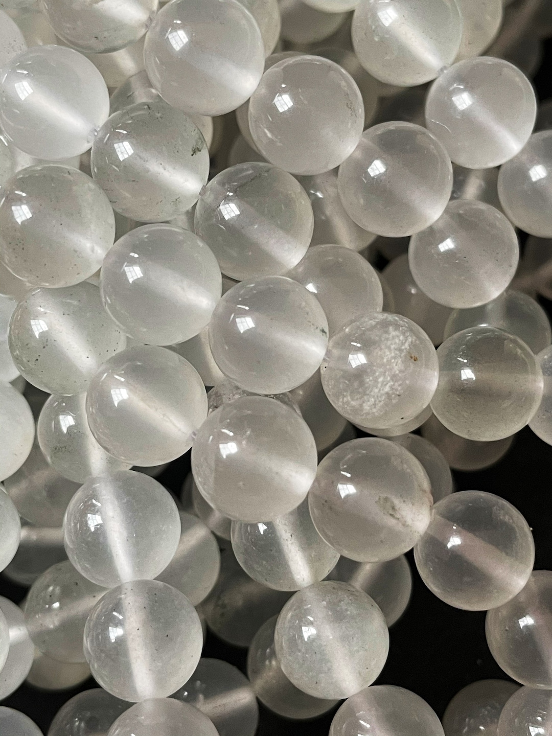 AAA Natural Clear Jade Stone Bead. 6mm 8mm 10mm Smooth Round Bead ...