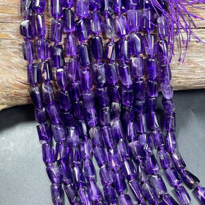 AAA Natural Amethyst Gemstone Bead. 8x14mm Tube Shape. Gorgeous Natural ...