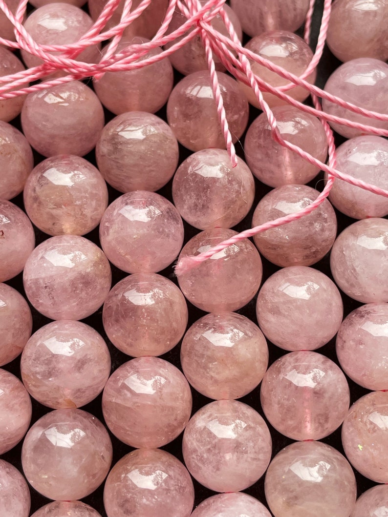 AAA Natural Pink Morganite Stone Bead. 6mm 8mm 10mm Round Bead . Super ...