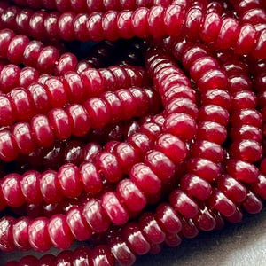 NATURAL Red Jade Gemstone Bead 8x5mm Rondelle Shape Bead, Beautiful Red ...