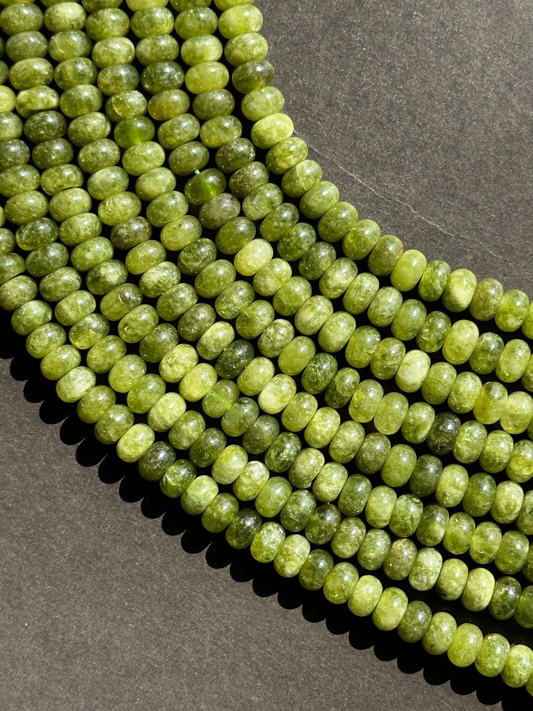 Beautiful Olive Green Jade Gemstone Bead 8x5mm Smooth Rondelle Beads ...