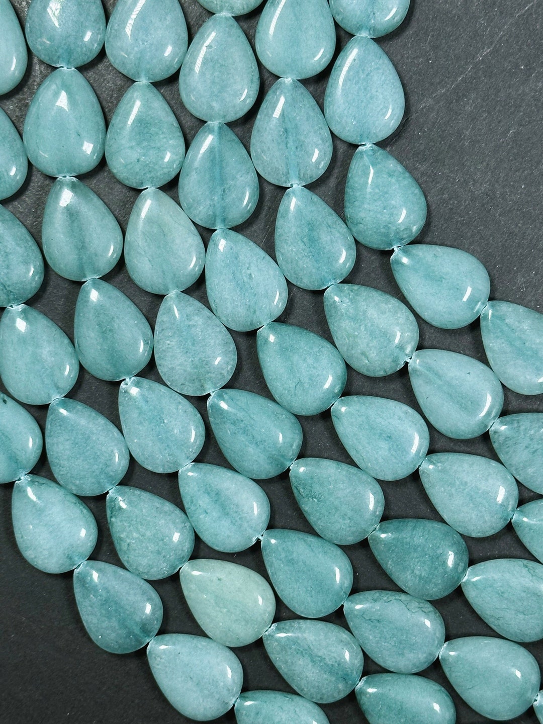 Natural Green Jade Gemstone Bead 20x15mm Teardrop Shape, Beautiful ...