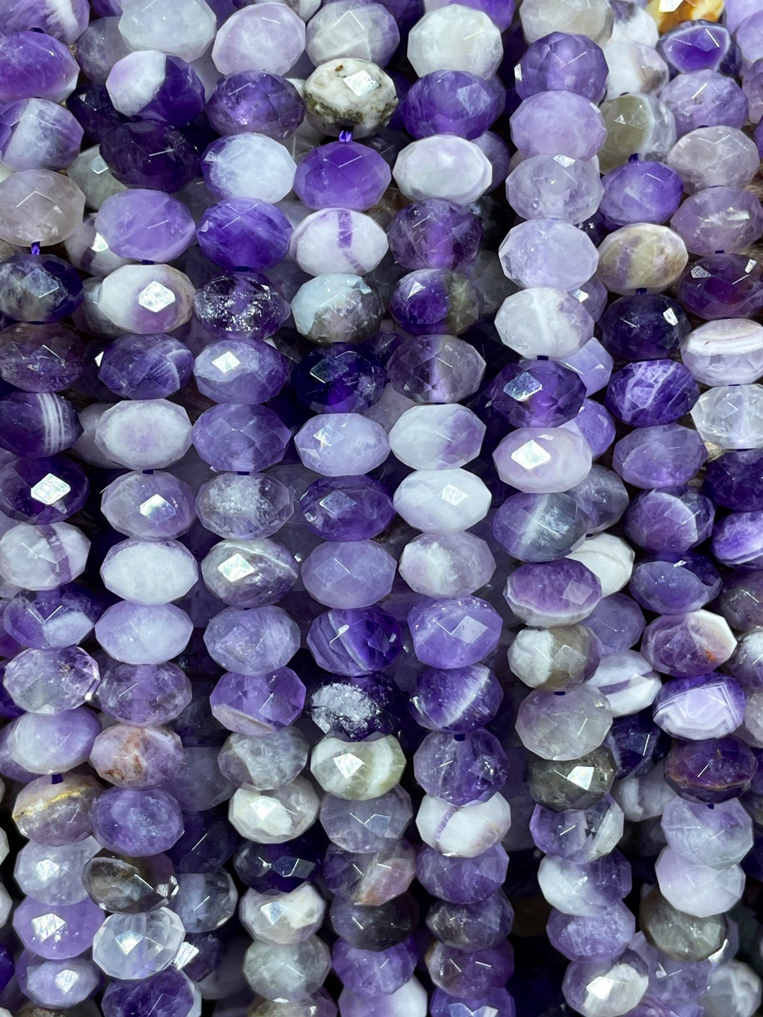 Natural Amethyst Stone Bead. Faceted Rondelle Shape Bead. Gorgeous ...