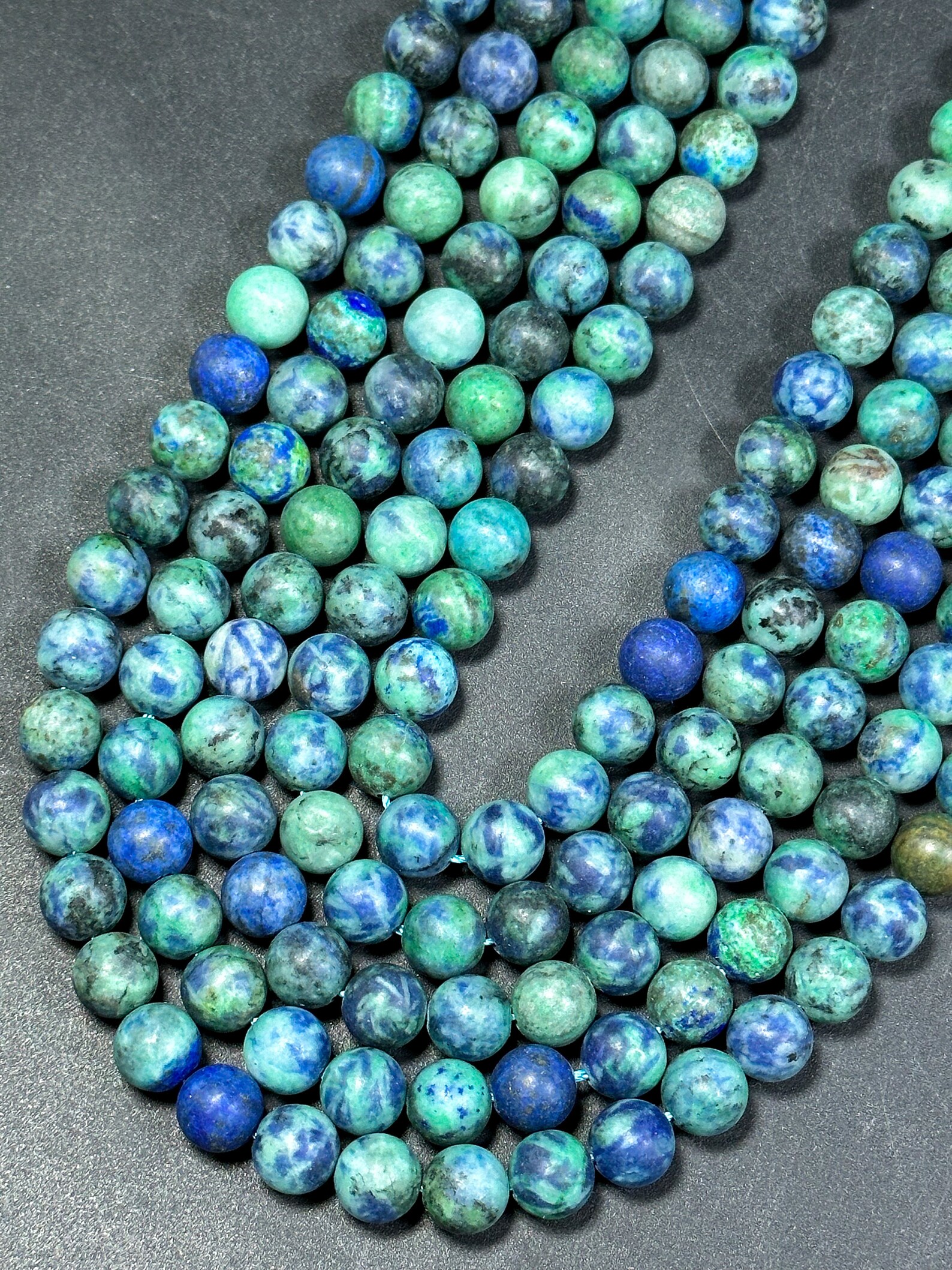 NATURAL Matte Azurite Gemstone Bead 4mm 6mm 8mm 10mm 12mm Round Beads ...
