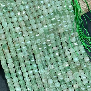 NATURAL Green Strawberry Quartz Gemstone Bead Faceted 6mm Cube Shape ...