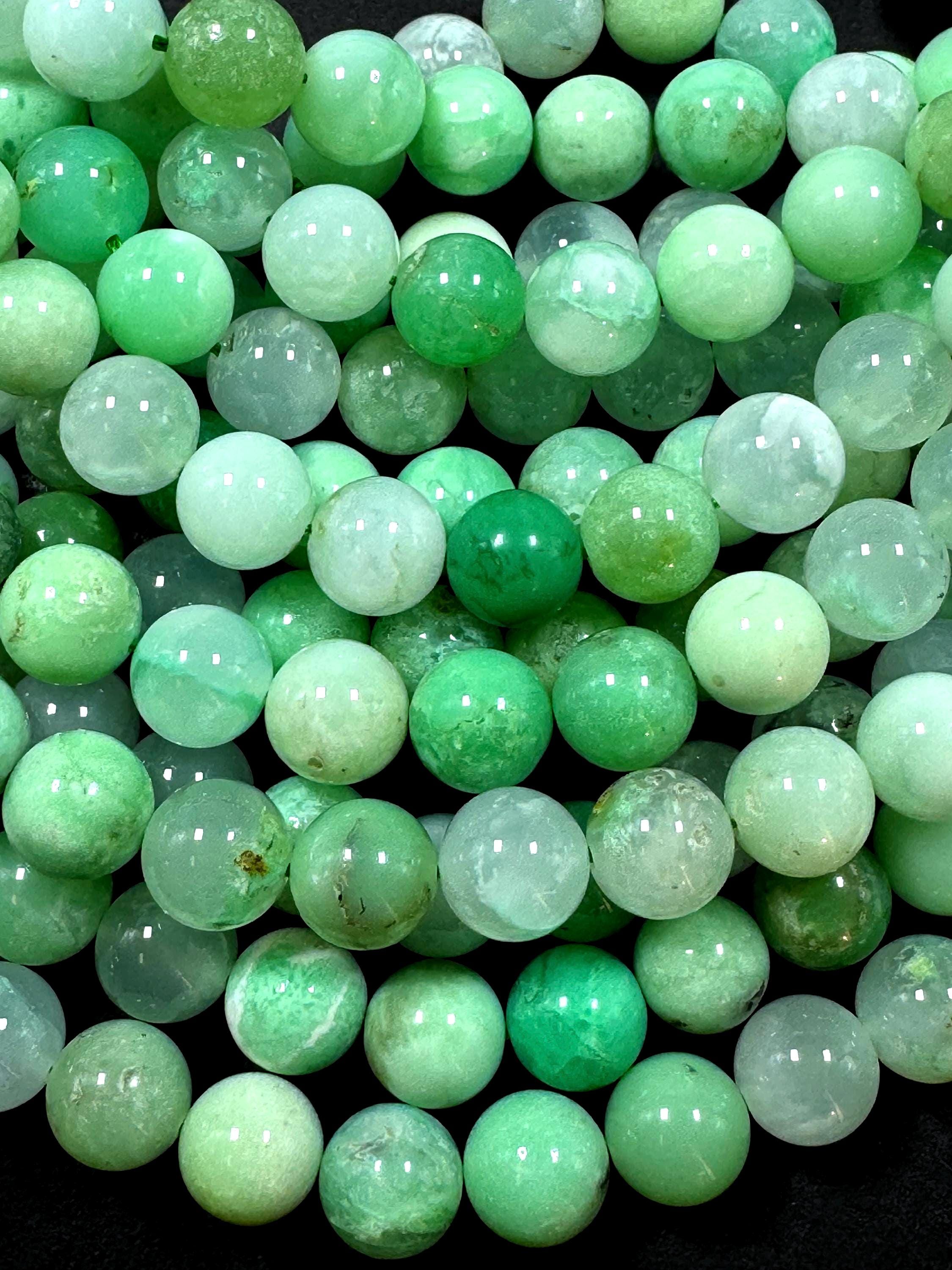 Natural CLEAR Chrysoprase Gemstone Bead . 6mm 8mm 10mm Round Bead ...