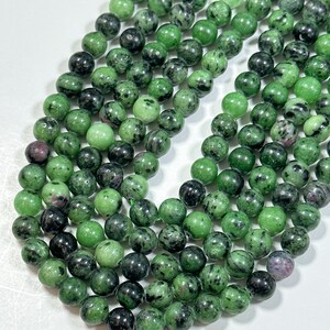 NATURAL Ruby Zoisite Gemstone Bead 4mm 6mm 8mm 10mm Round Beads, Beautiful Green Ruby Red Color ...