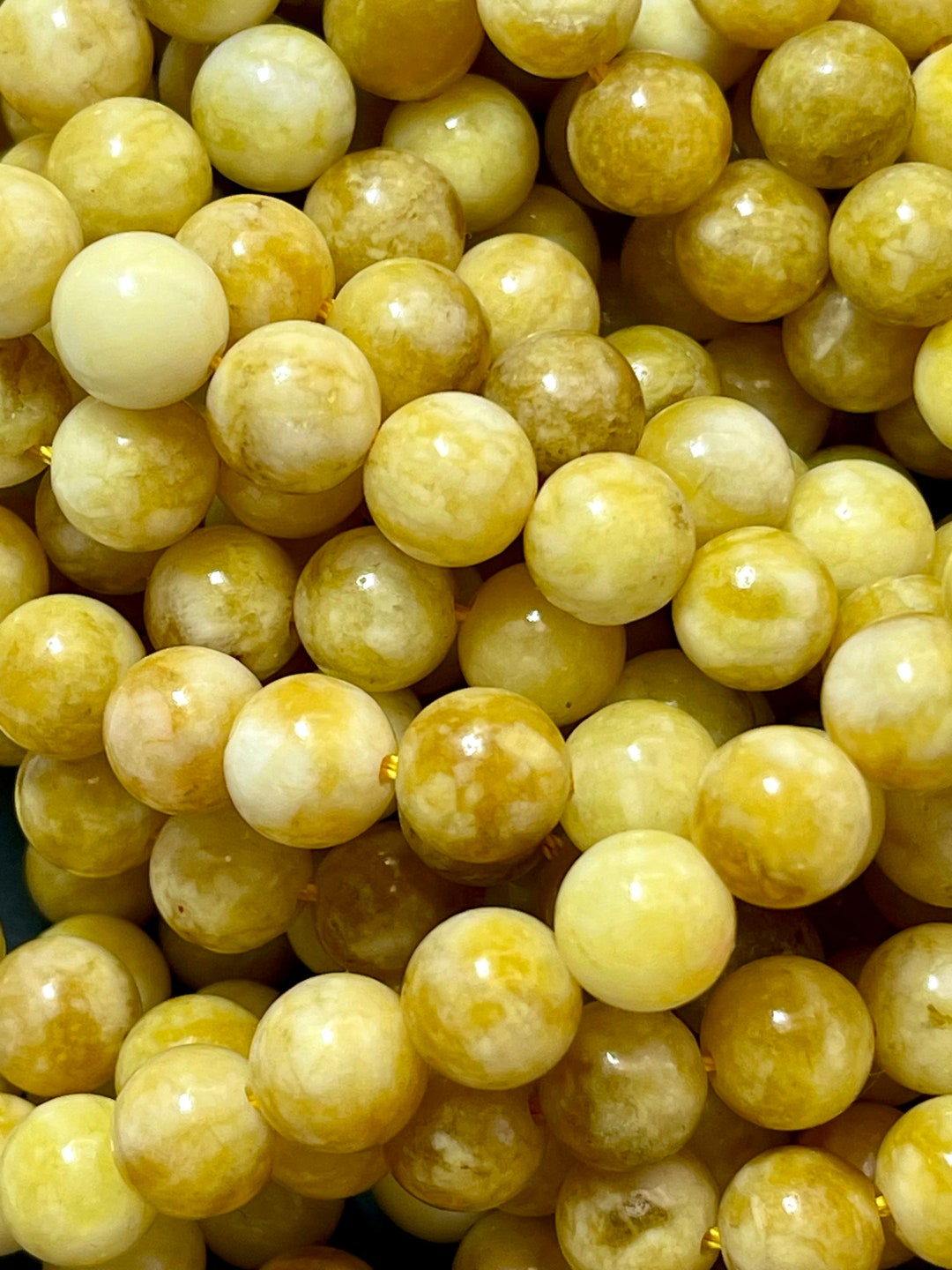 Natural Yellow Jade Gemstone Bead 6mm 8mm 10mm Round Beads, Beautiful ...