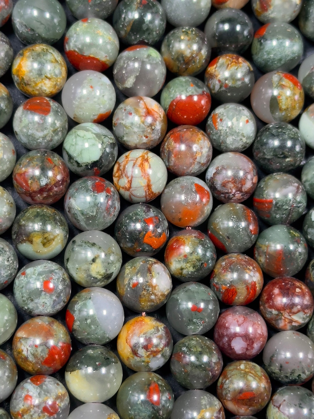 Natural African Bloodstone Gemstone Bead 8mm 10mm 11mm Round Beads ...