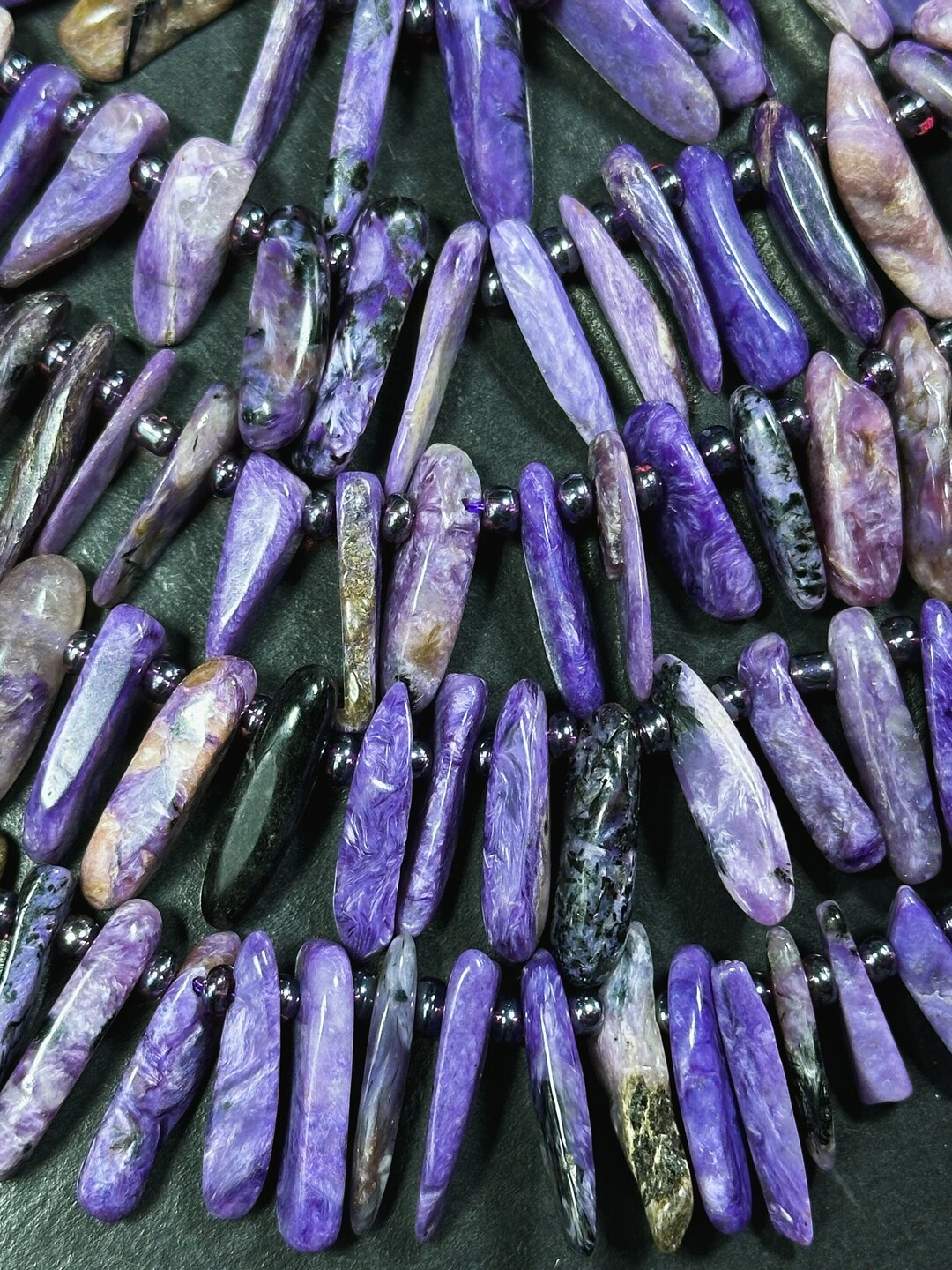 Natural Charoite Gemstone Bead Graduated Stick Shape, Beautiful Natural ...