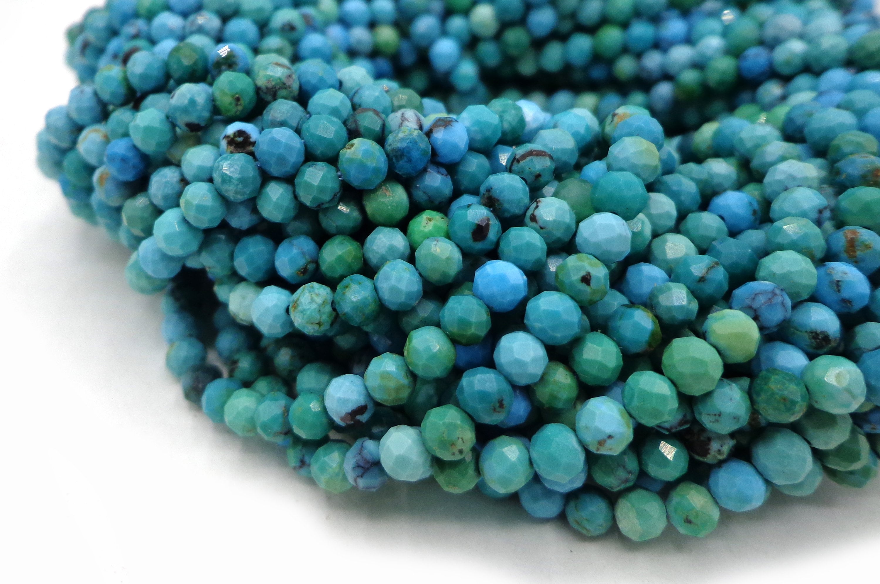 AAA Quality Natural Turquoise Gemstone 2/3/4mm Faceted Round | Etsy