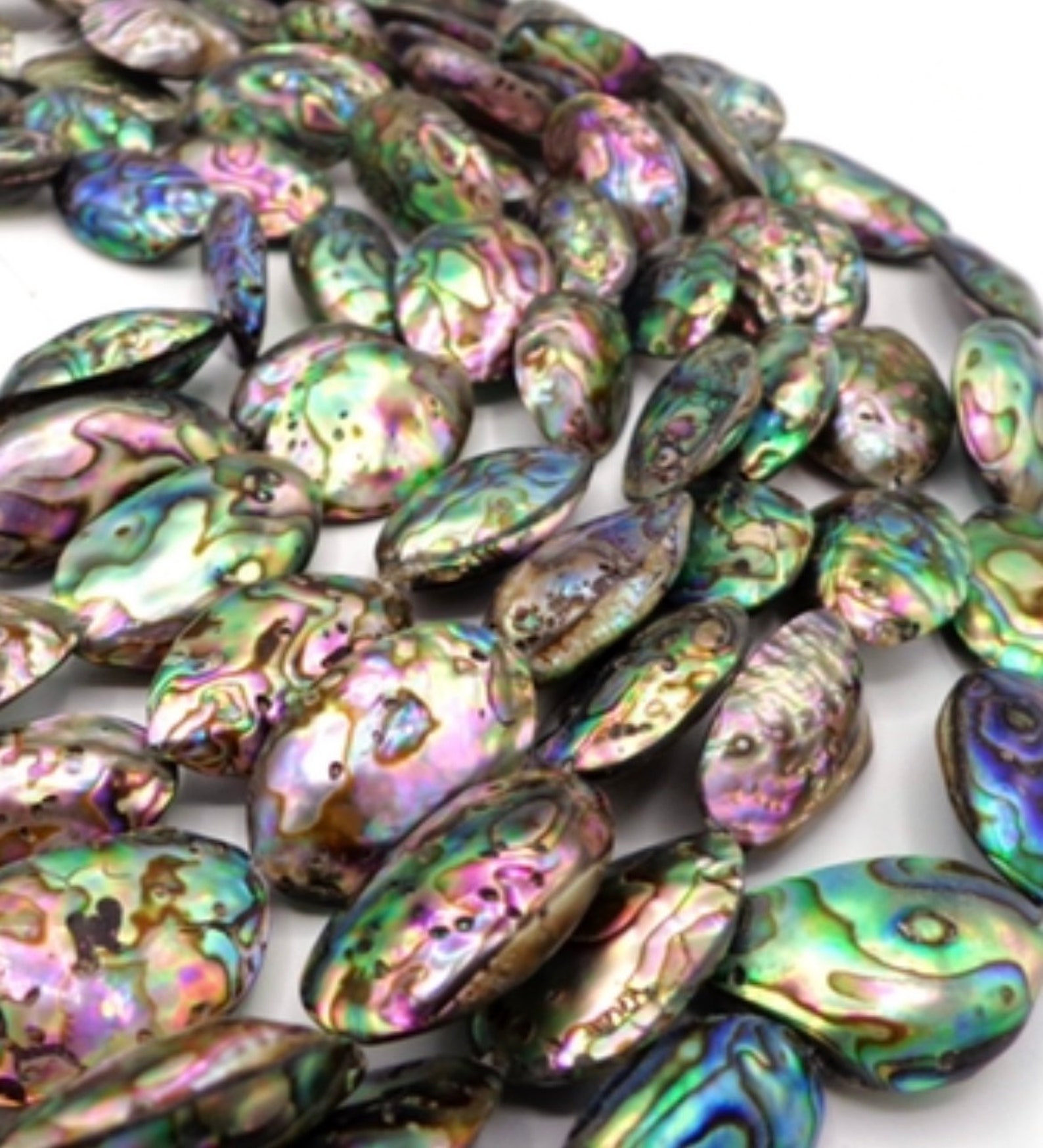 NATURAL Abalone Shell Beads Approx. 17x28mm Beads, Full Length 15.5 ...