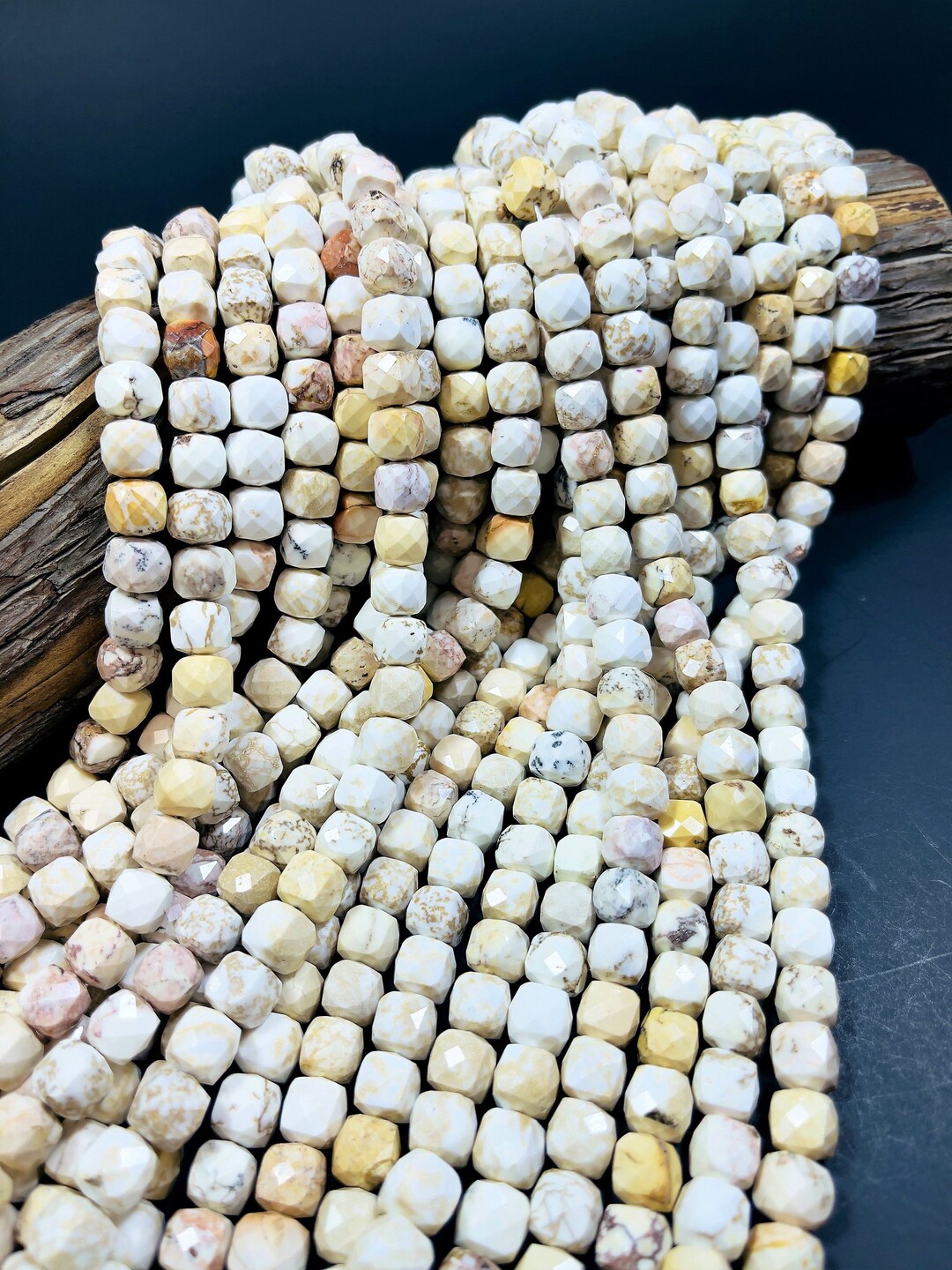 Natural White Howlite Turquoise Loose Gemstone Beads 7mm- 9mm Faceted ...