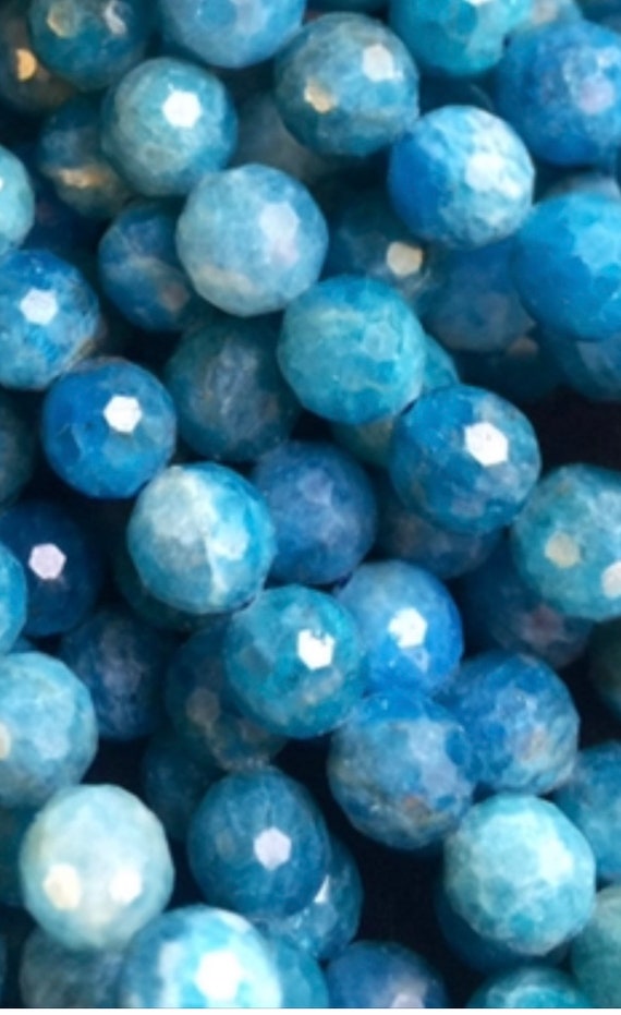 Natural apatite stone bead. Faceted 6mm 8mm 10mm Mirco cut | Etsy