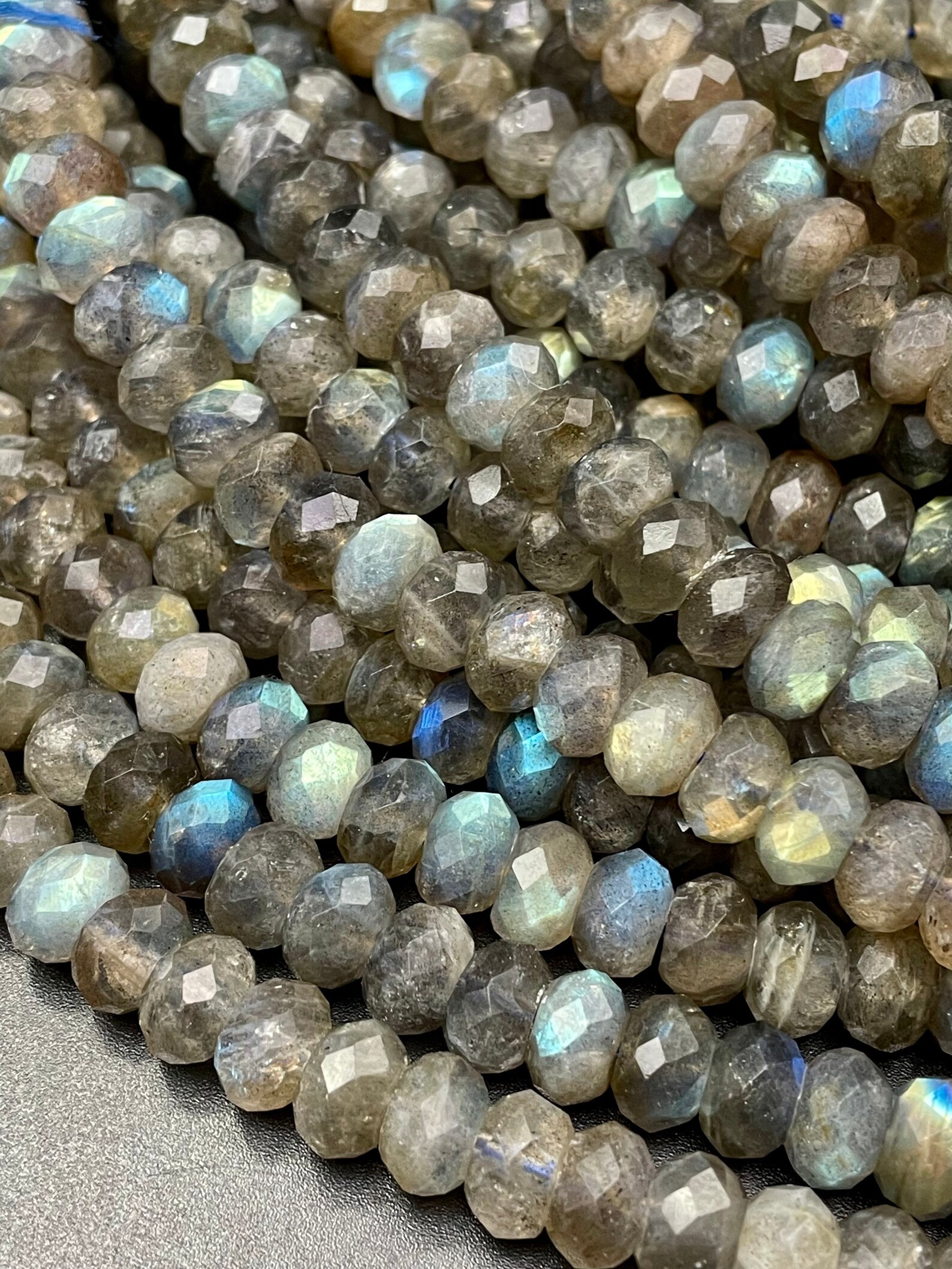 AAA Natural Rainbow Labradorite Stone Bead. Faceted 6x9mm Rondelle ...