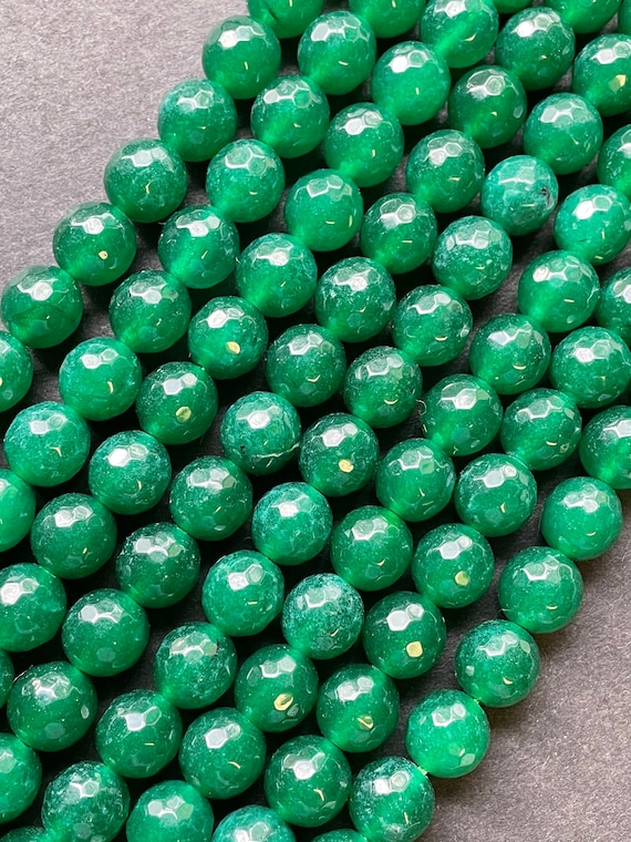 Natural Green Jade Stone Bead .6mm 8mm . 10mm Faceted Round - Etsy