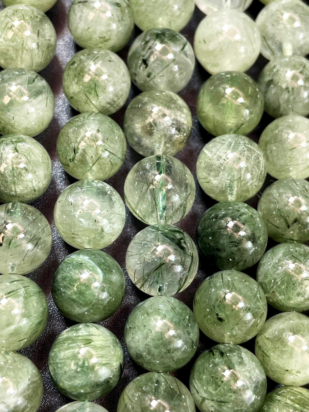 AAA Natural Green Rutilated Quartz 8mm 9mm 10mm 12mm Bead . Natural ...