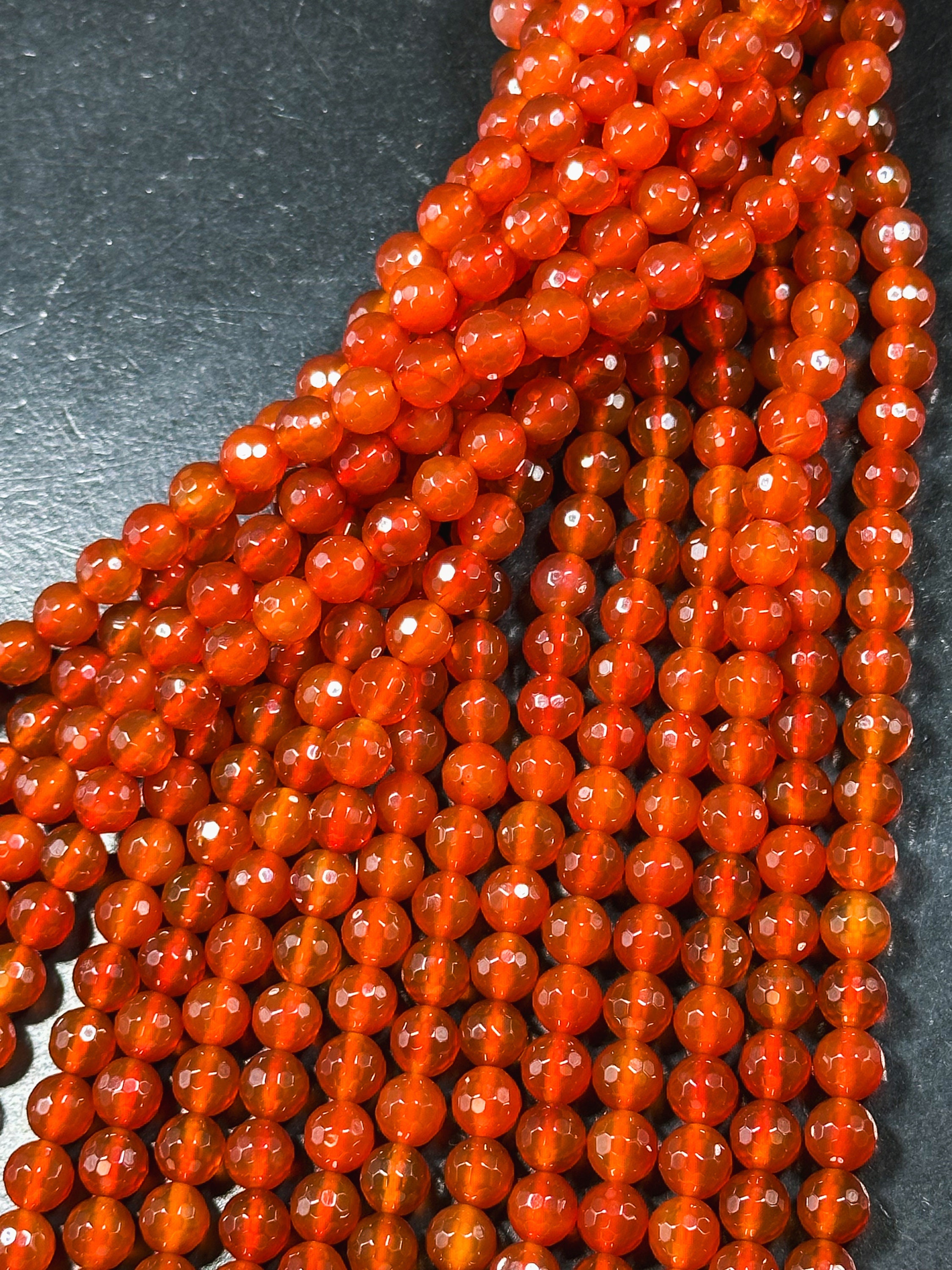 AAA Natural Carnelian Gemstone Bead Faceted 4mm 6mm 8mm 10mm 12mm Round ...