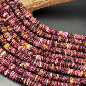 AAA Natural Purple Spiny Oysters Shell Bead. 4x10mm Rondelle Shape ...