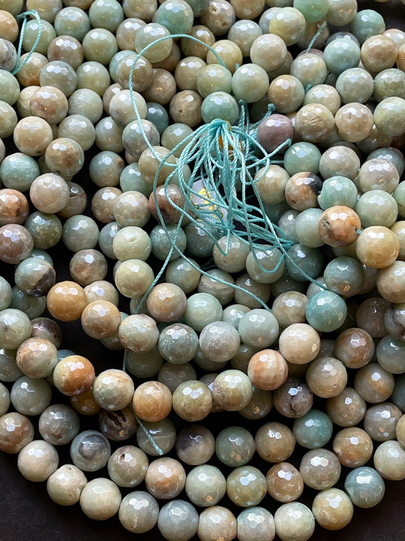 Natural Mystic Amzonite Stone Bead. Faceted 6mm 8mm 10mm 12mm - Etsy