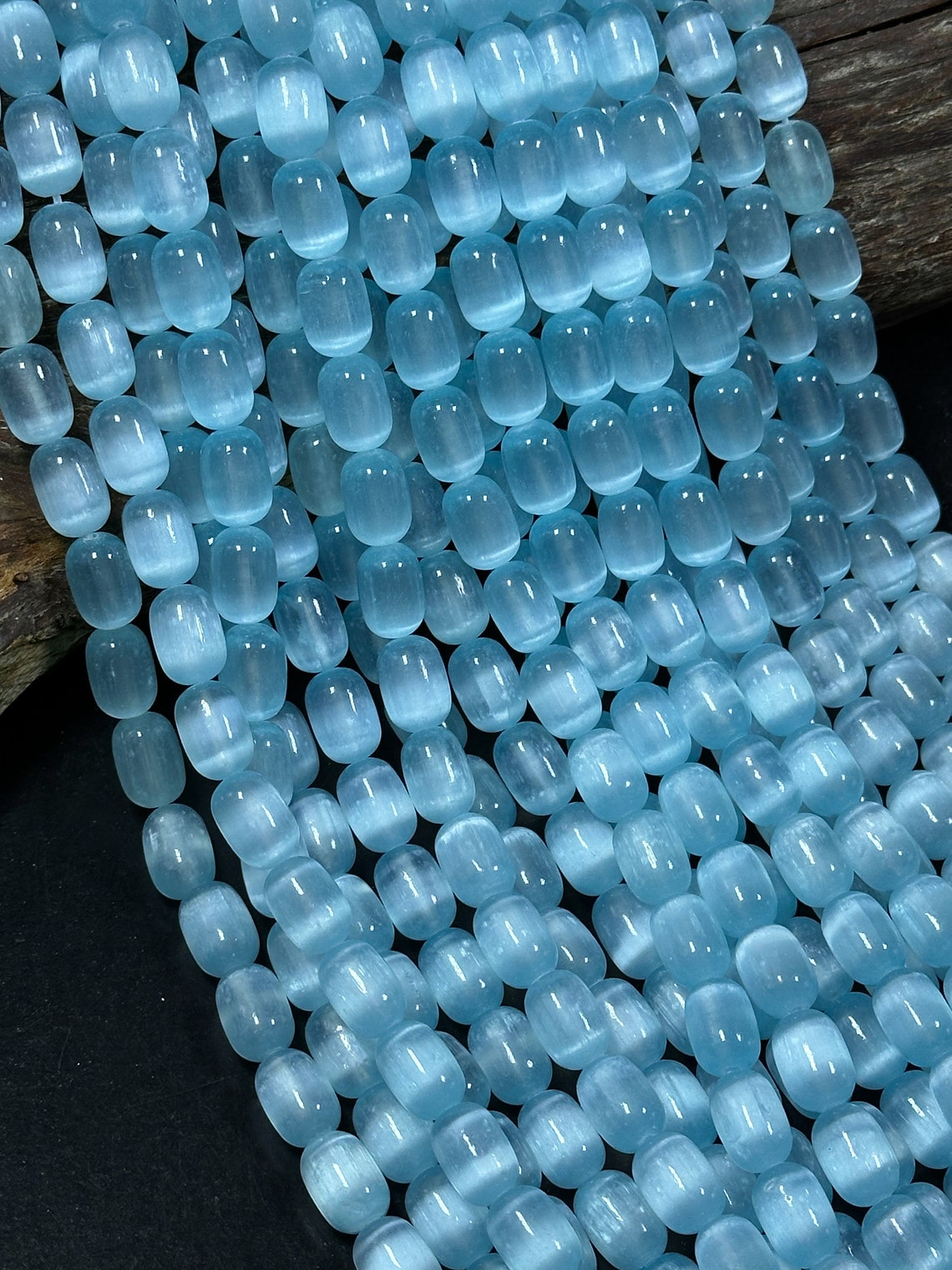 Natural Blue Selenite Gemstone Bead 12x8mm Tube Shape Bead, Beautiful ...