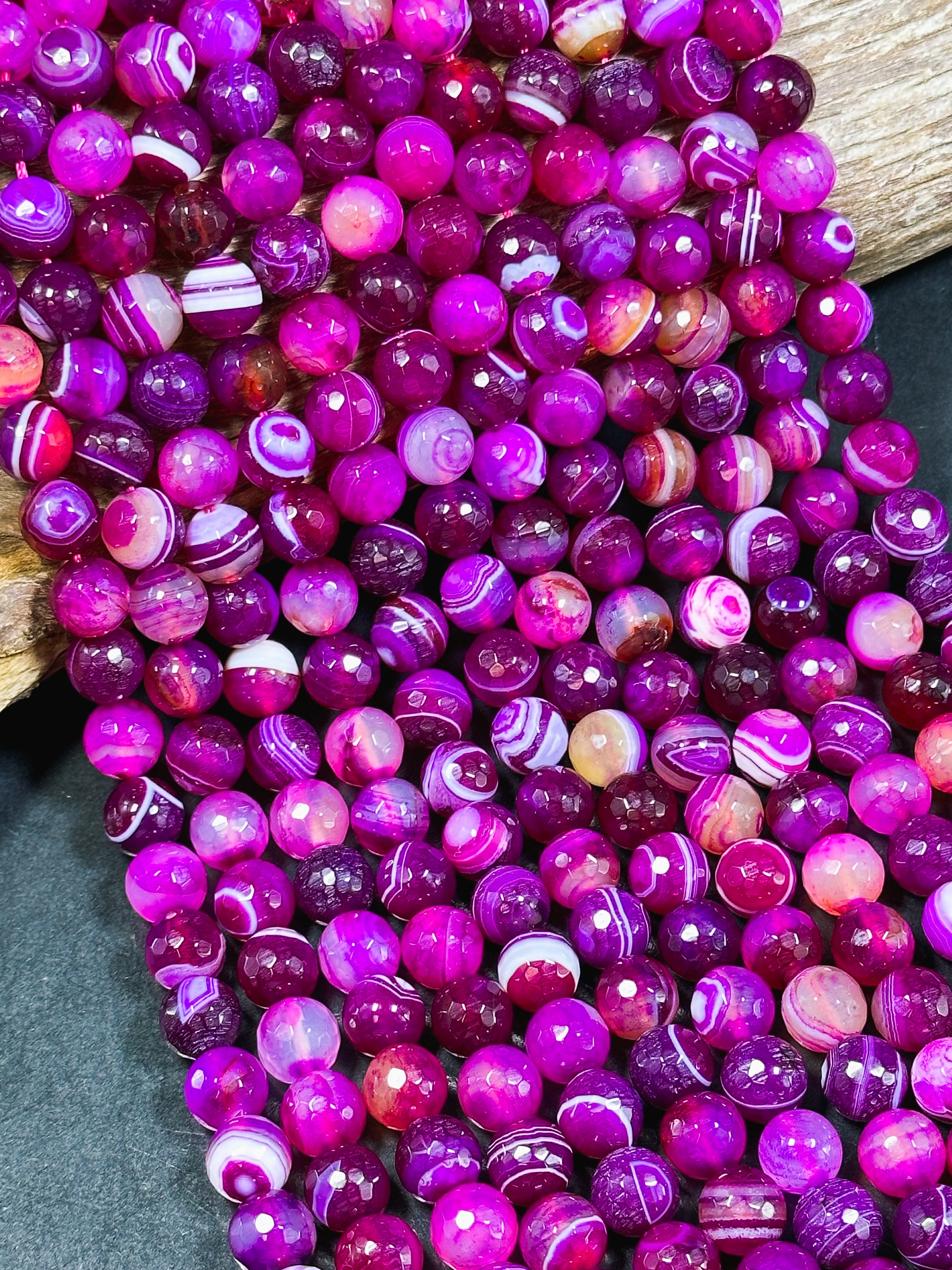 NATURAL Botswana Agate Gemstone Bead Faceted 6mm 8mm 10mm 12mm Round ...