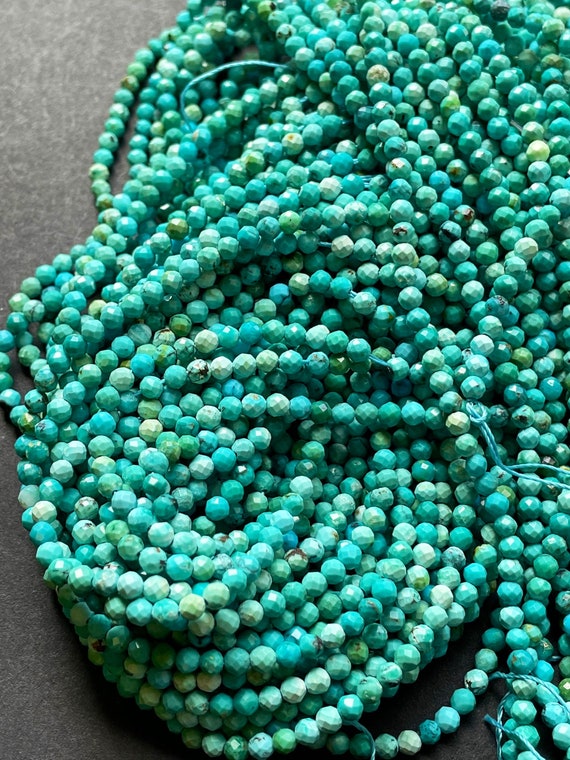 AAA Natural Turquoise. Faceted 2mm 3mm Turquoise Bead . - Etsy