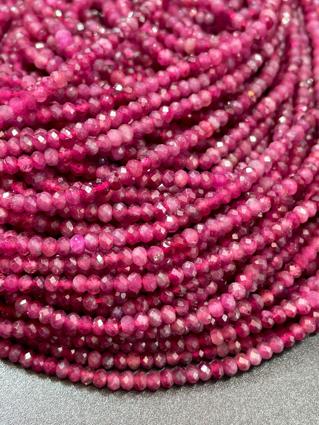 AAA Natural Ruby Gemstone Bead. Faceted 2x3mm Rondelle Shape . Gorgeous ...