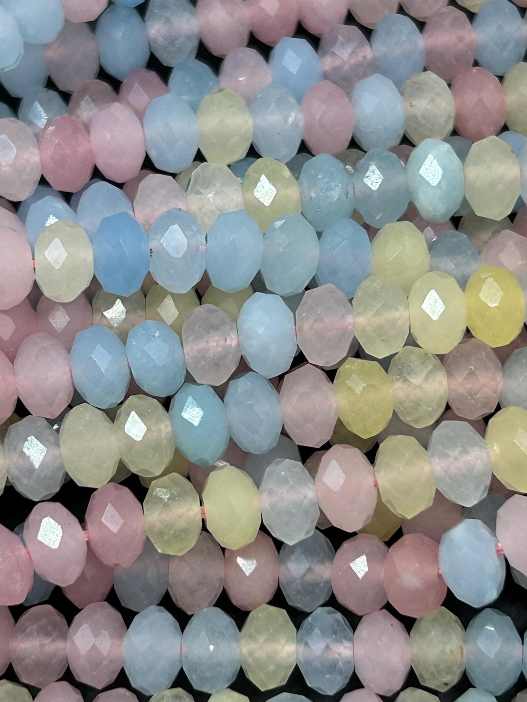 Natural Morganite Gemstone Bead Faceted Rondelle Shape, Beautiful ...