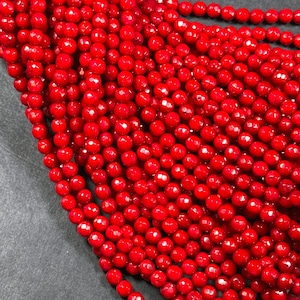 Natural Red Coral Gemstone Bead Faceted 3mm 5mm Round Beads, Beautiful ...
