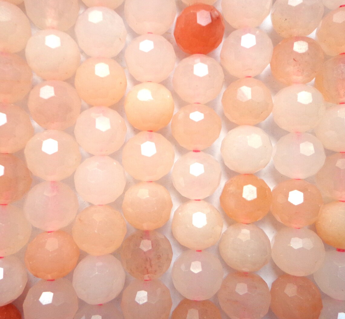 Natural Gemstone Berry Quartz, Round Faceted Bead, 6mm 8mm, Gorgeous ...