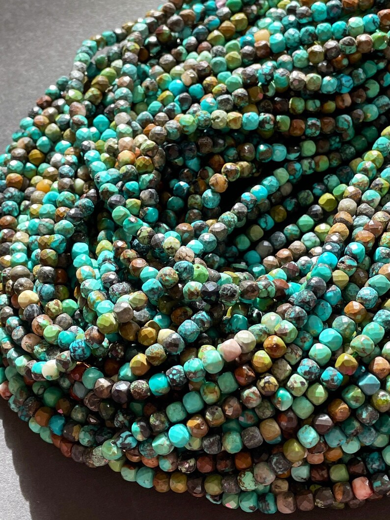 AA Natural Turquoise Stone Bead . Faceted 5mm Square Shape - Etsy
